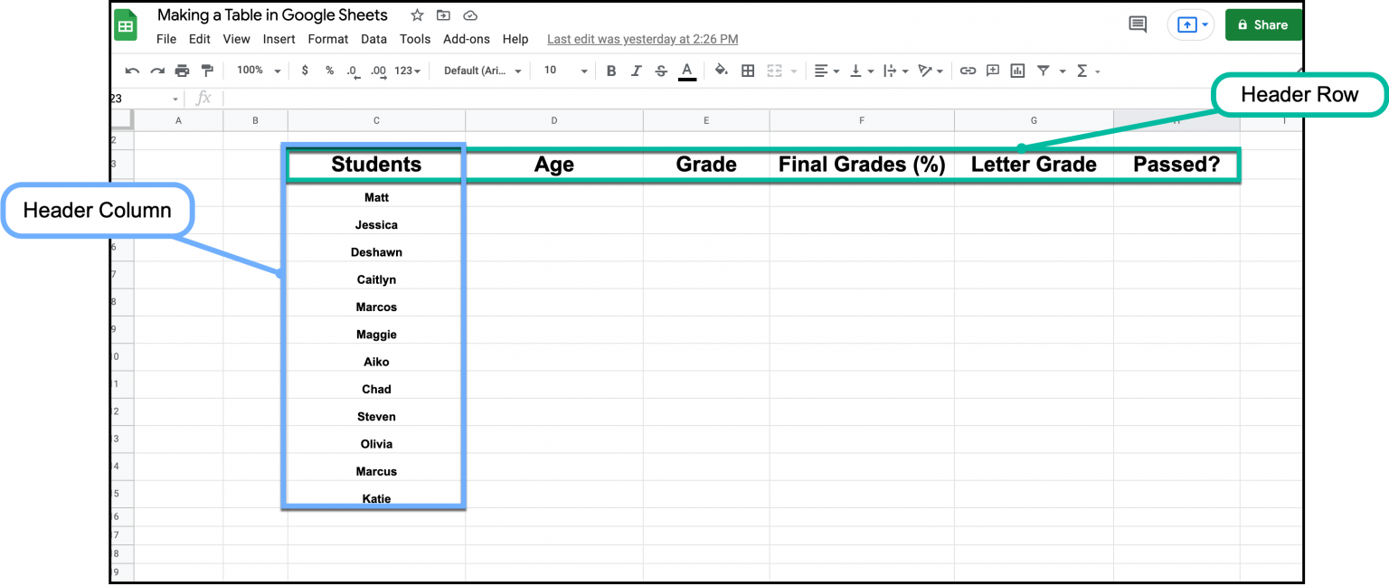 How To Make A Table In Google Sheets