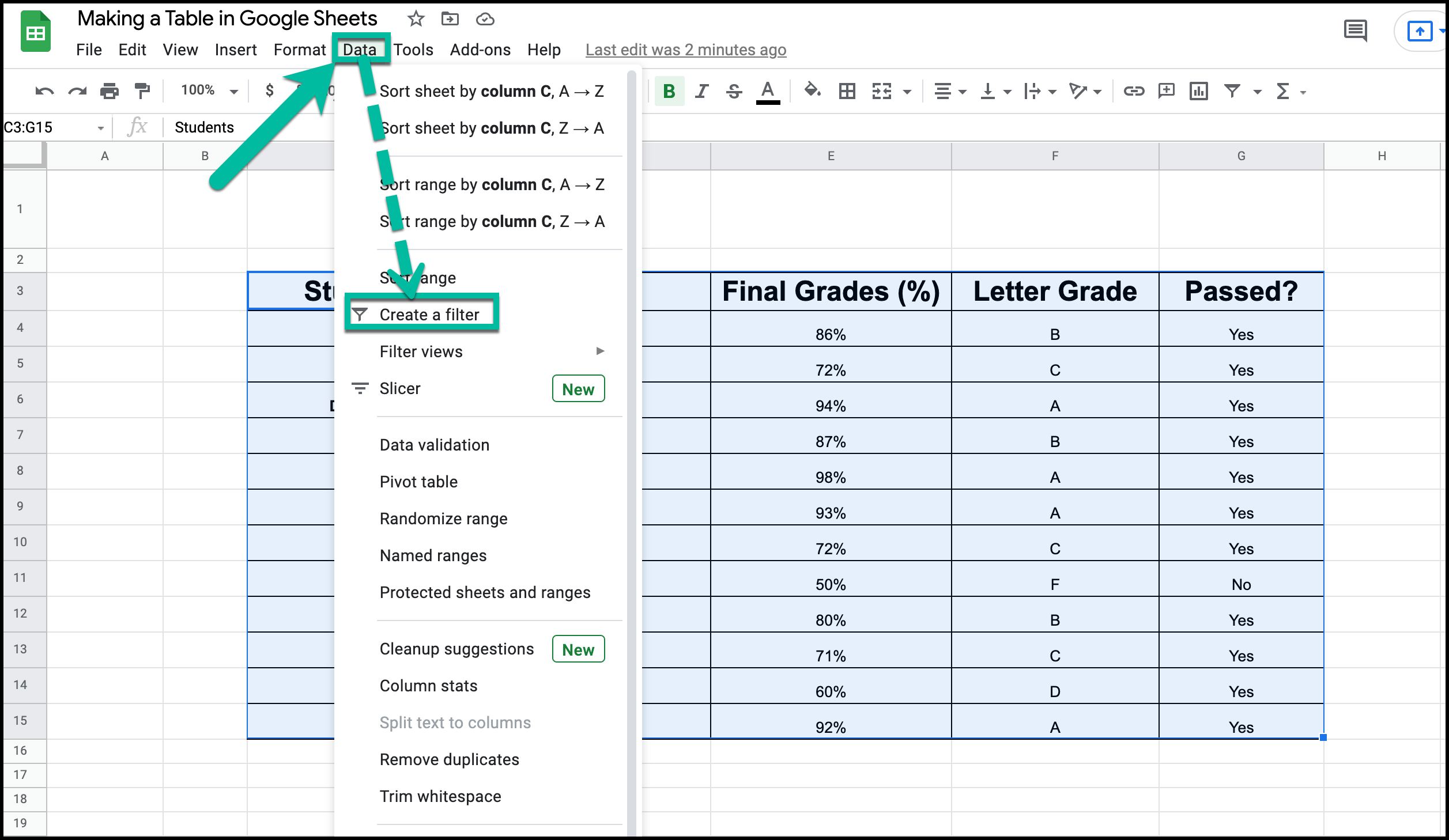 How To Make A Table In Google Sheets