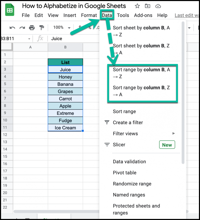 How To Alphabetize In Google Sheets
