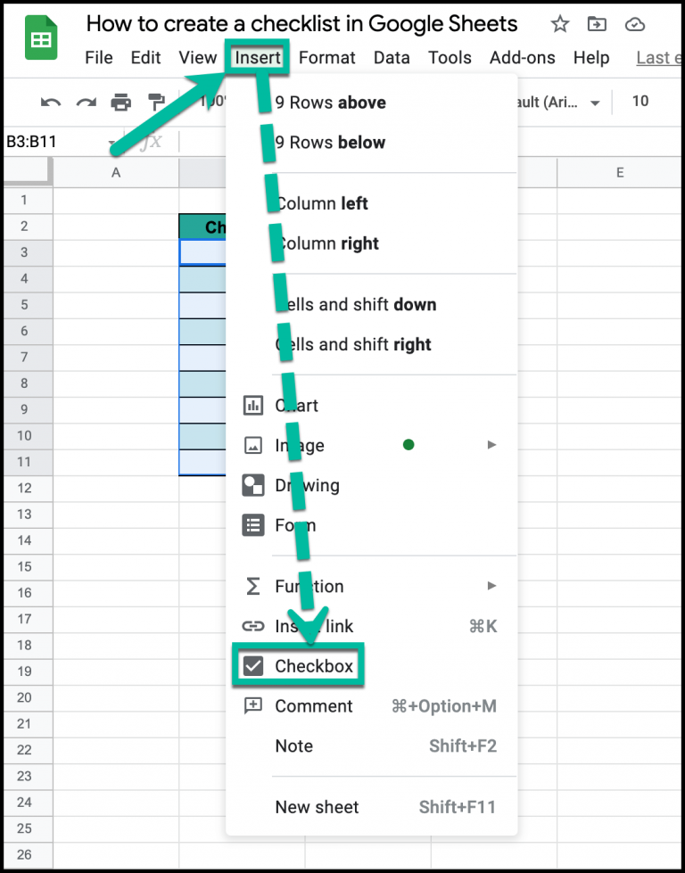 How To Create A Live Checkbox In Google Sheets