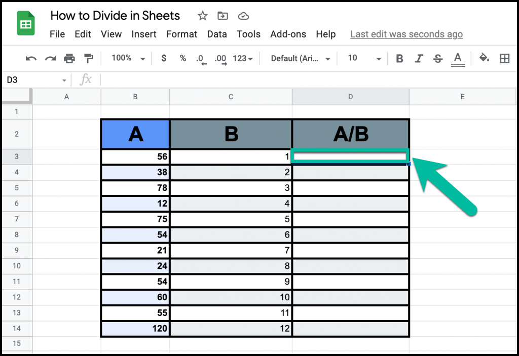 How To Divide In Google Sheets