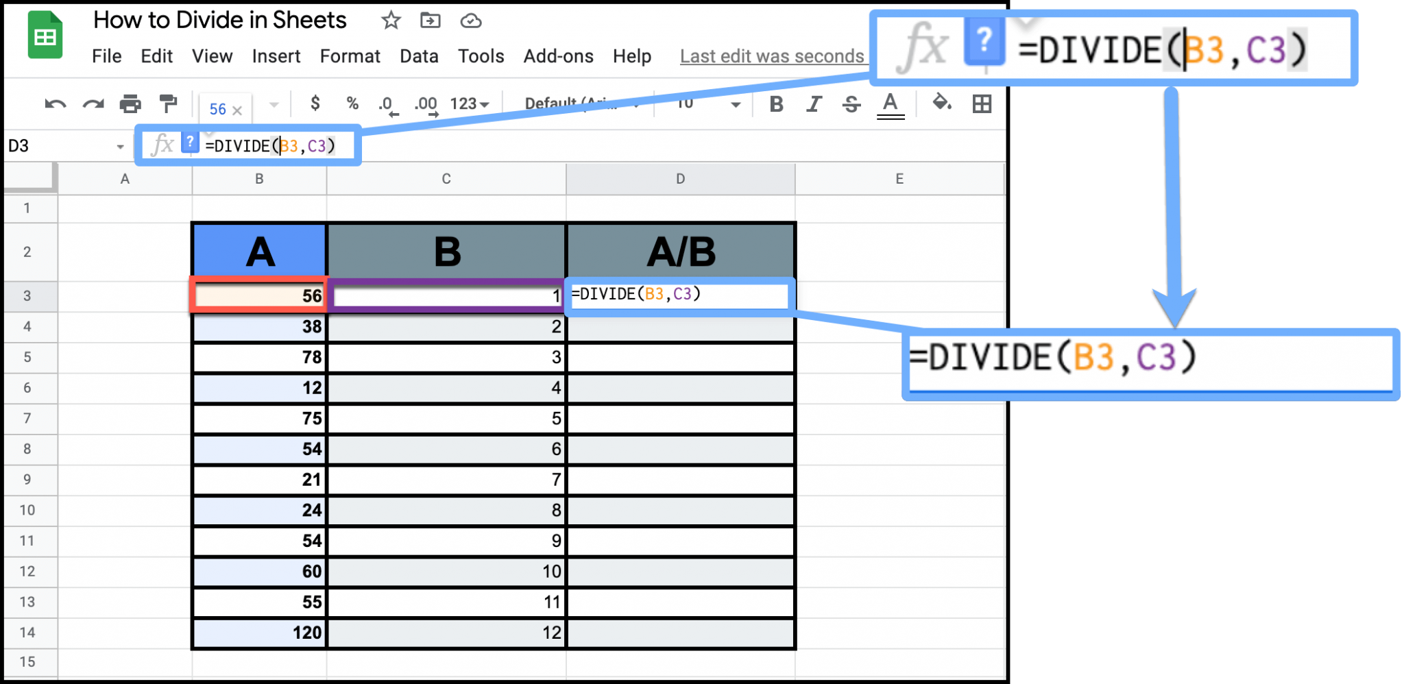 How To Divide In Google Sheets