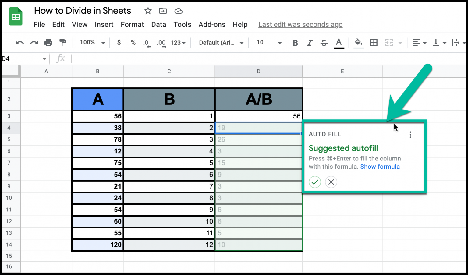 How To Divide In Google Sheets