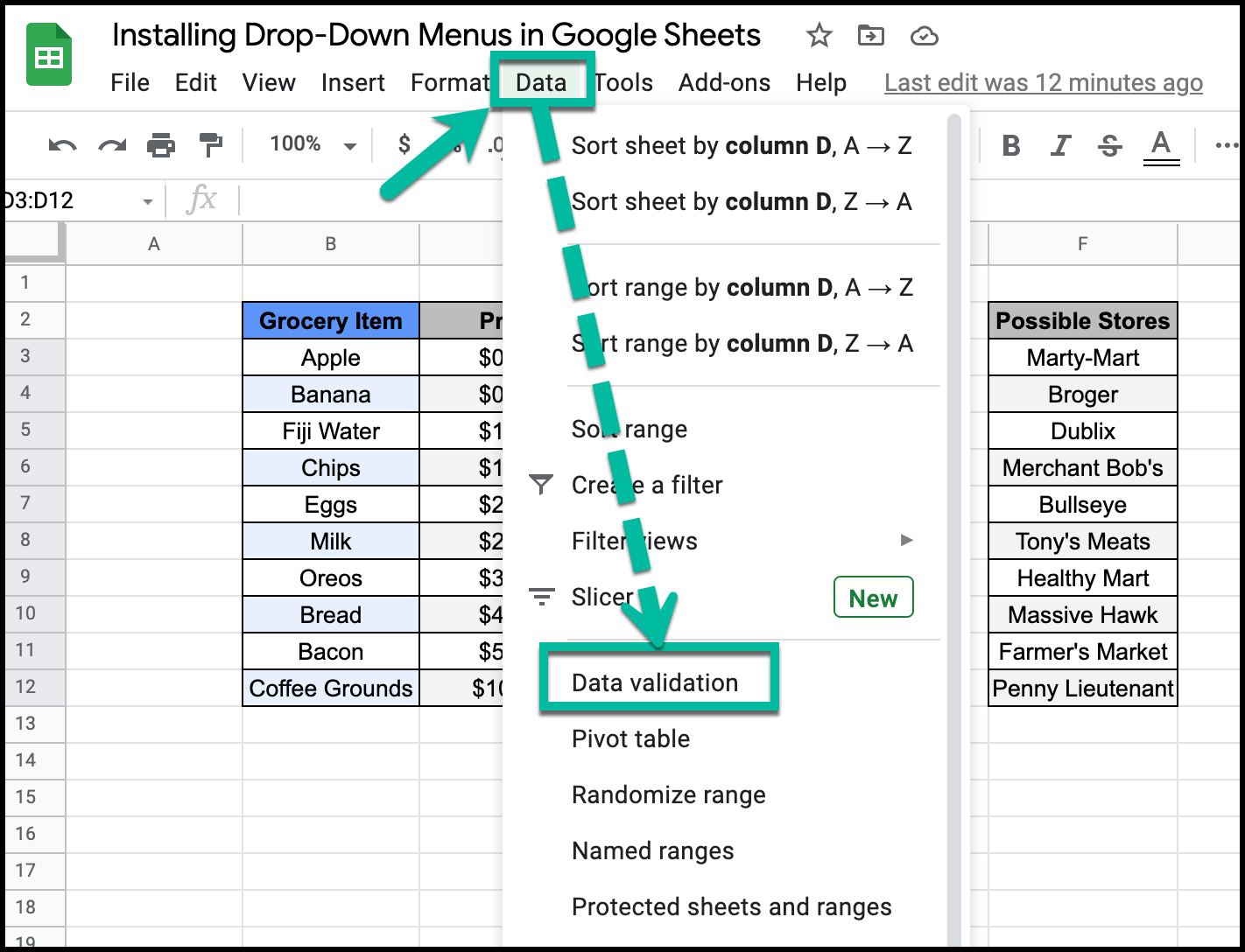 How To Install Drop Down Menus In Google Sheets With Examples