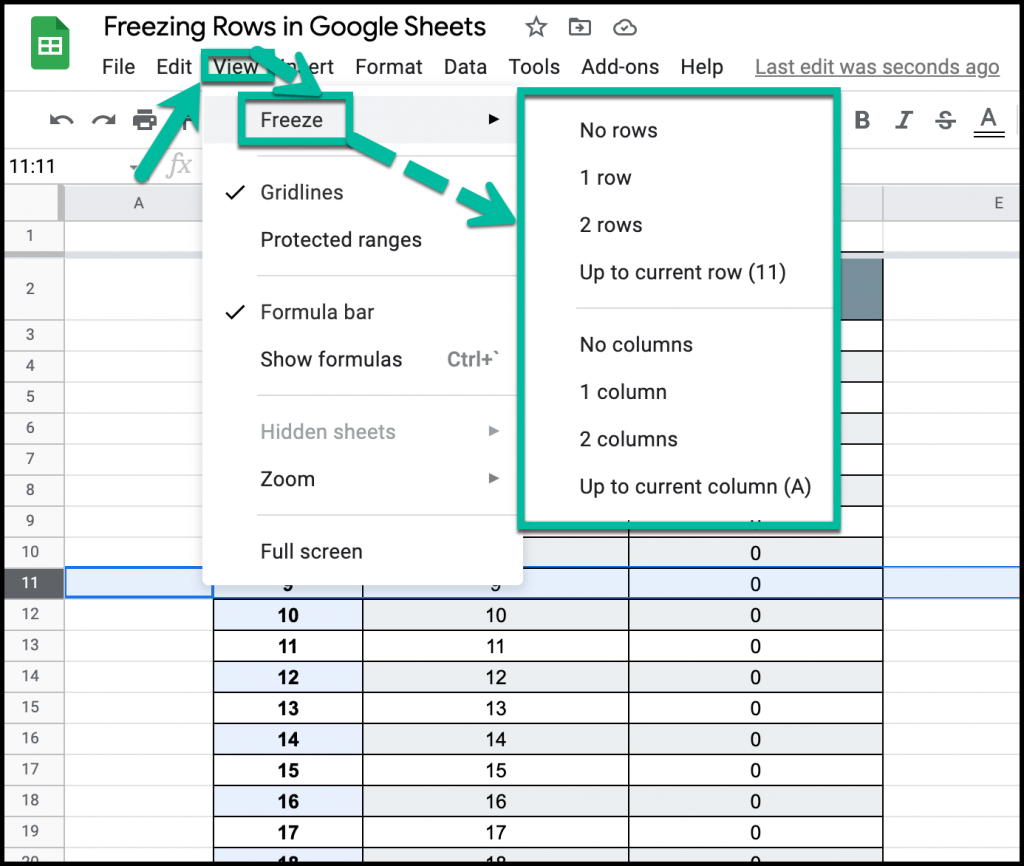 How to Lock or Freeze a Row in Google Sheets - 8020sheets.com