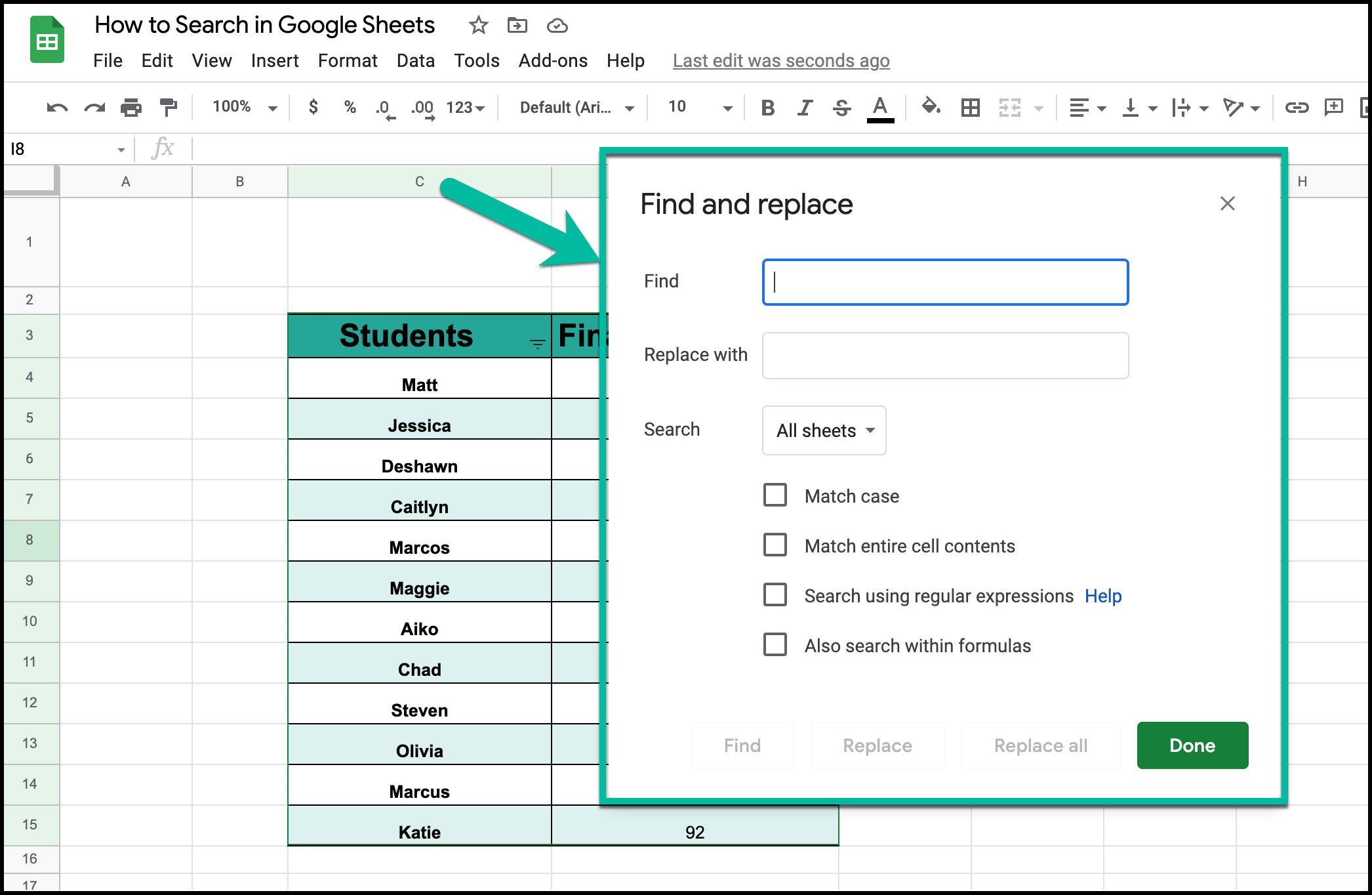 How To Search In Google Sheets