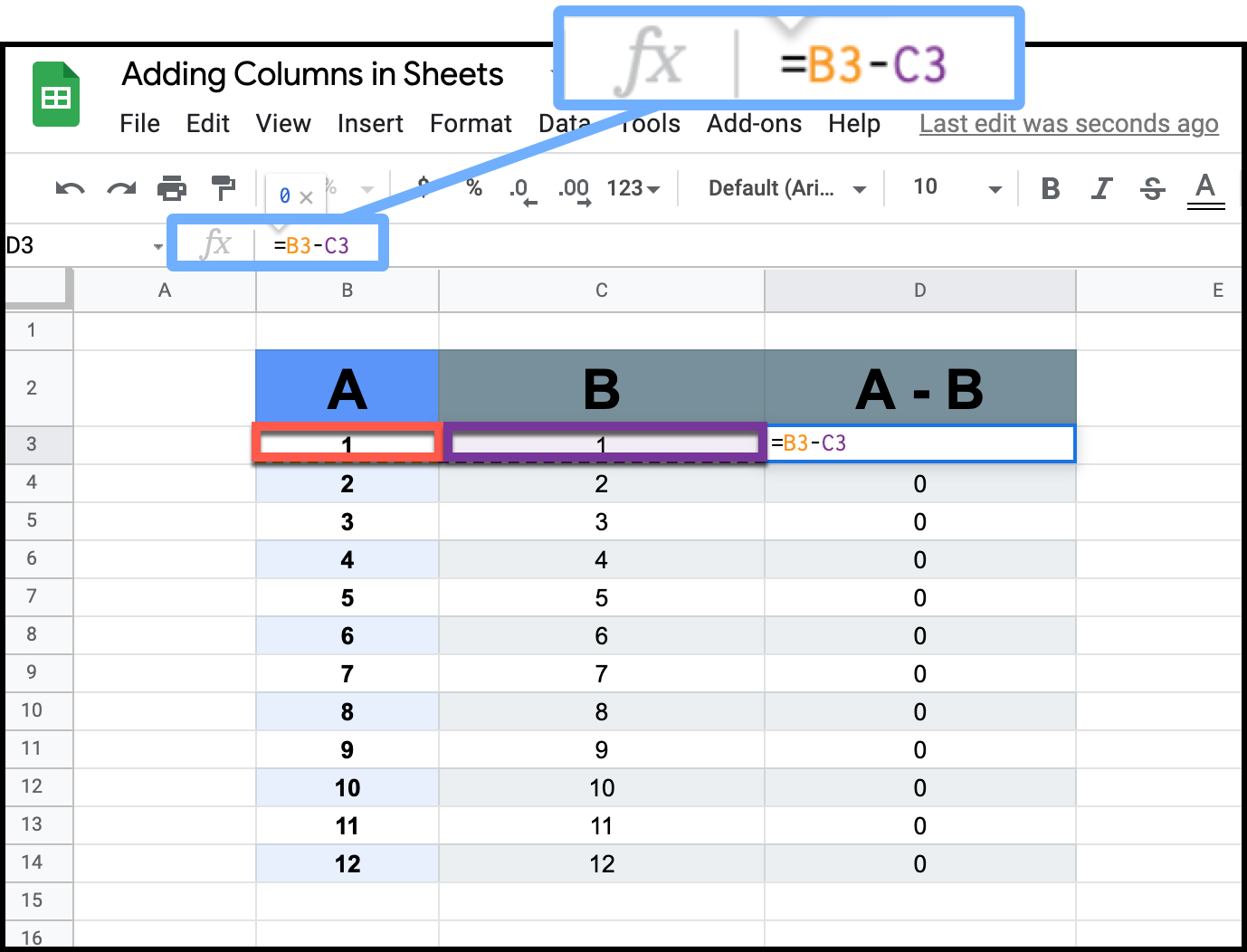 How To Subtract In Google Sheets