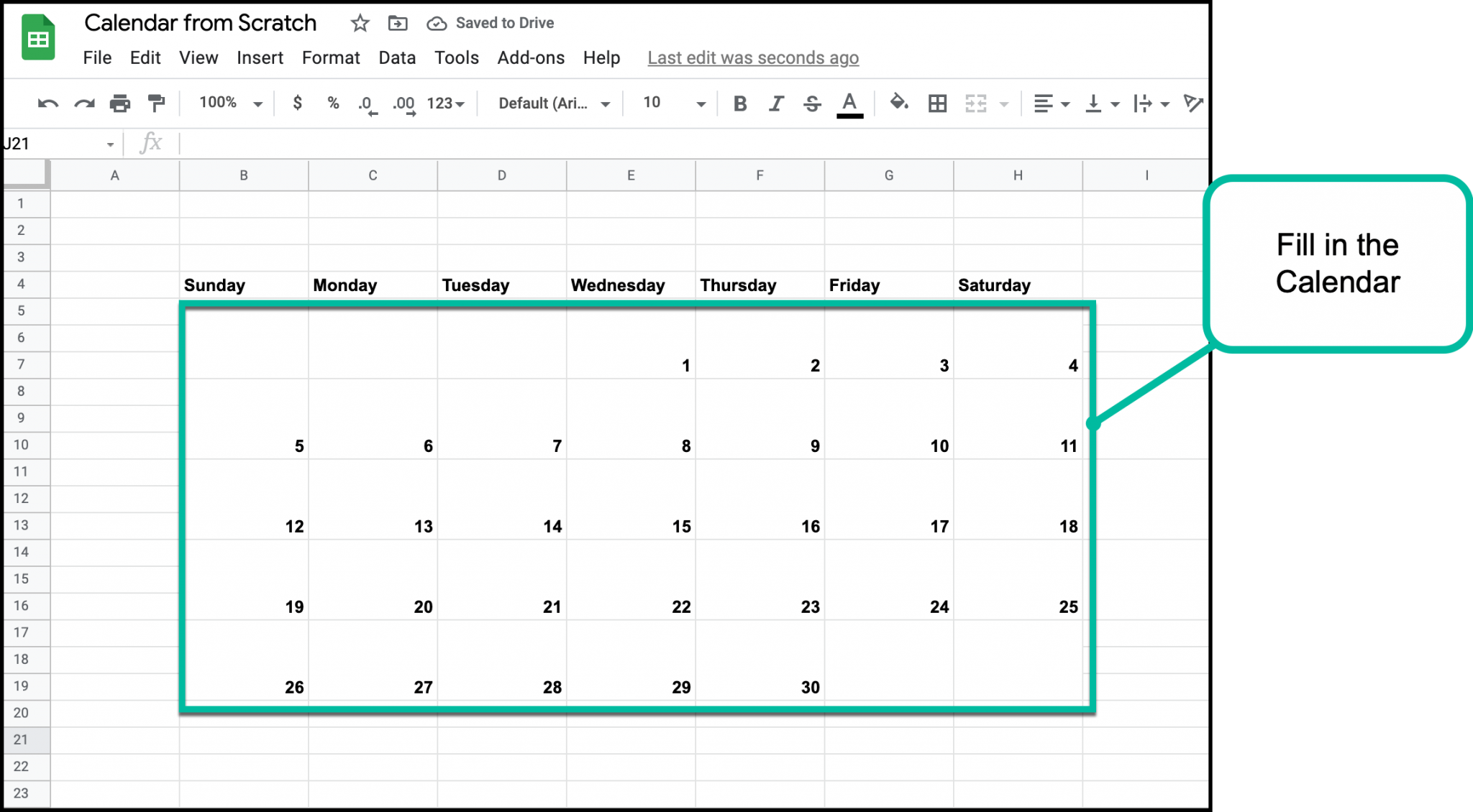 How To Create A Calendar In Google Sheets