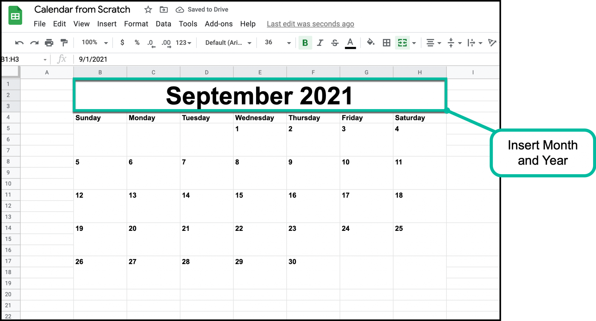 How To Create A Calendar In Google Sheets